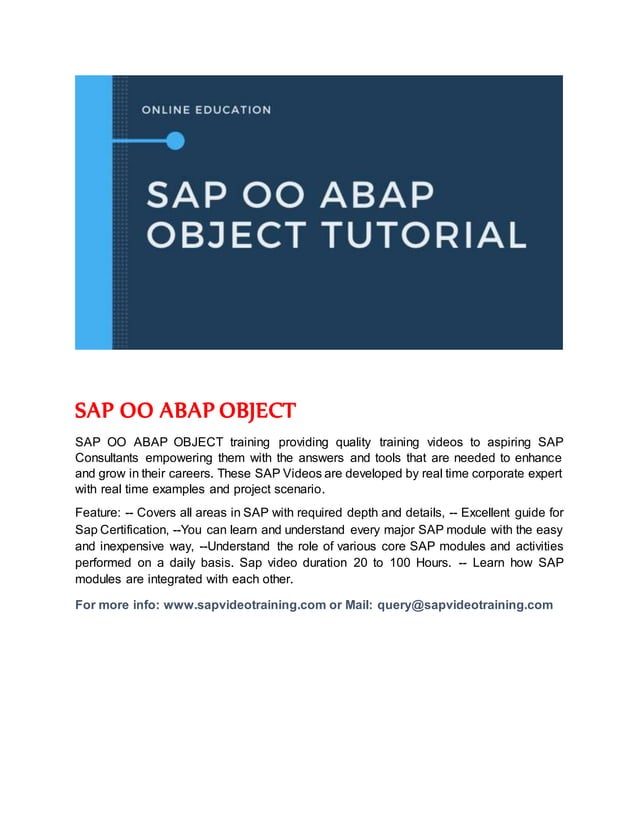 SAP OO ABAP OBJECT | PDF