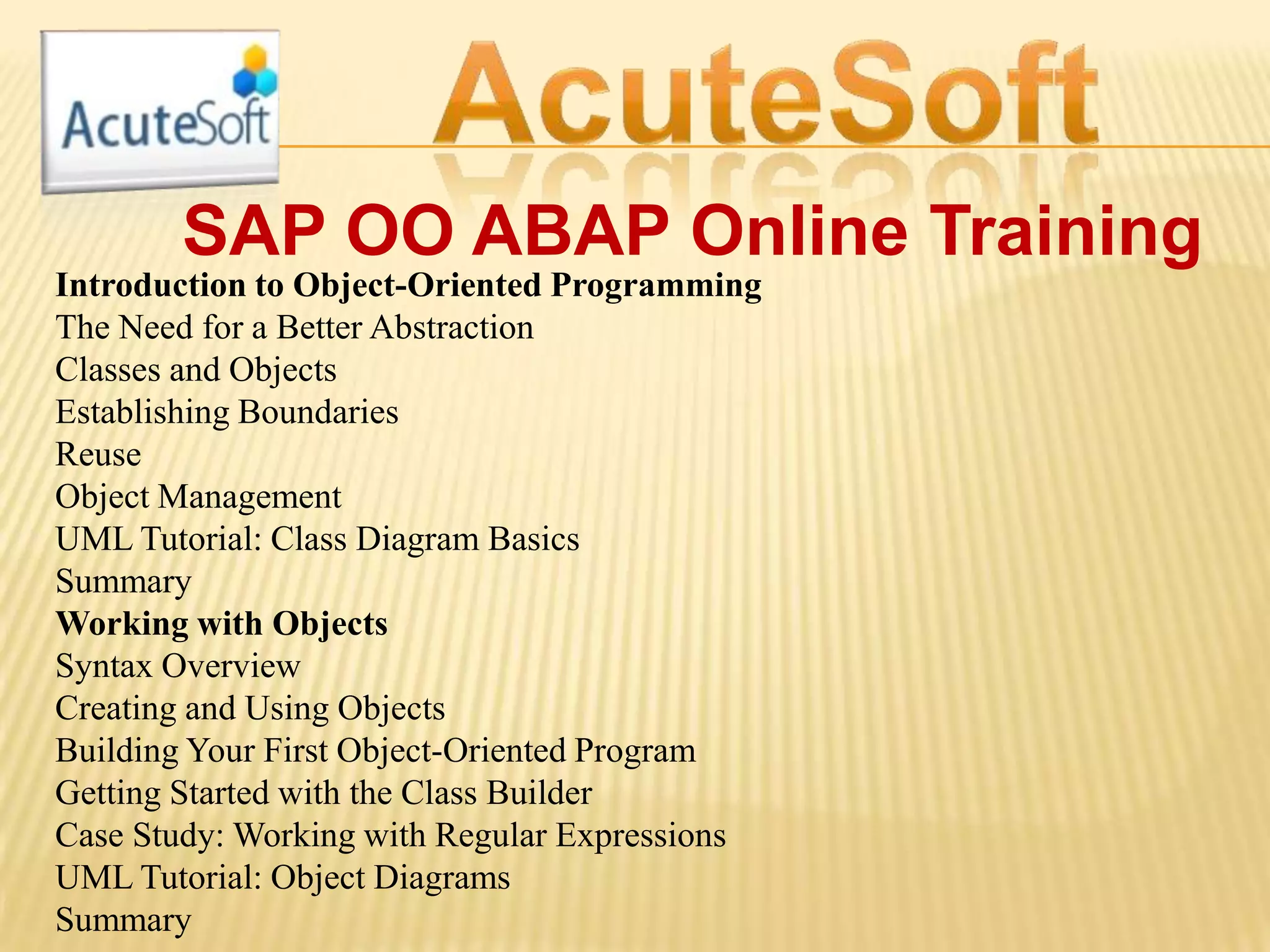 SAP OO ABAP ONLINE TRAINING | PPSX