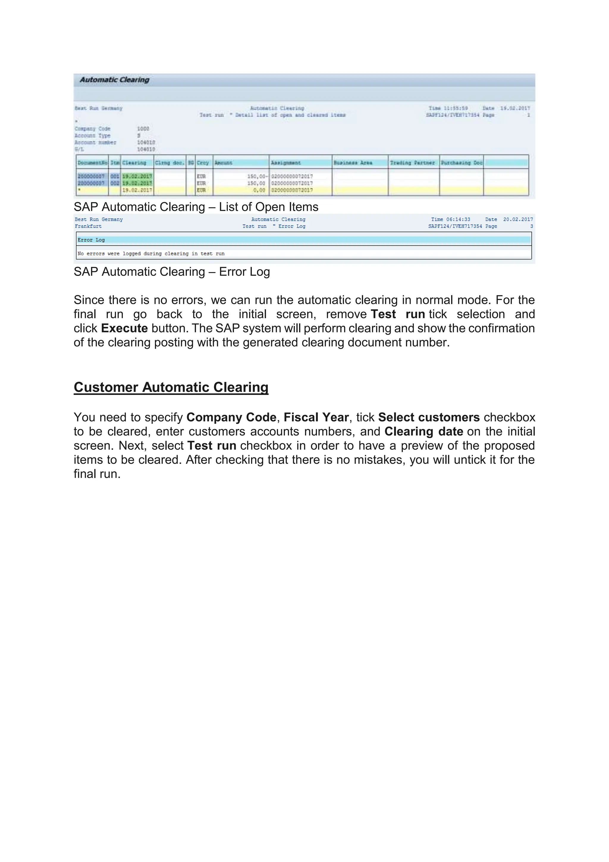 SAP OPEN ITEM CLEARING PROCESS USEFUL FOR END USERS | DOCX