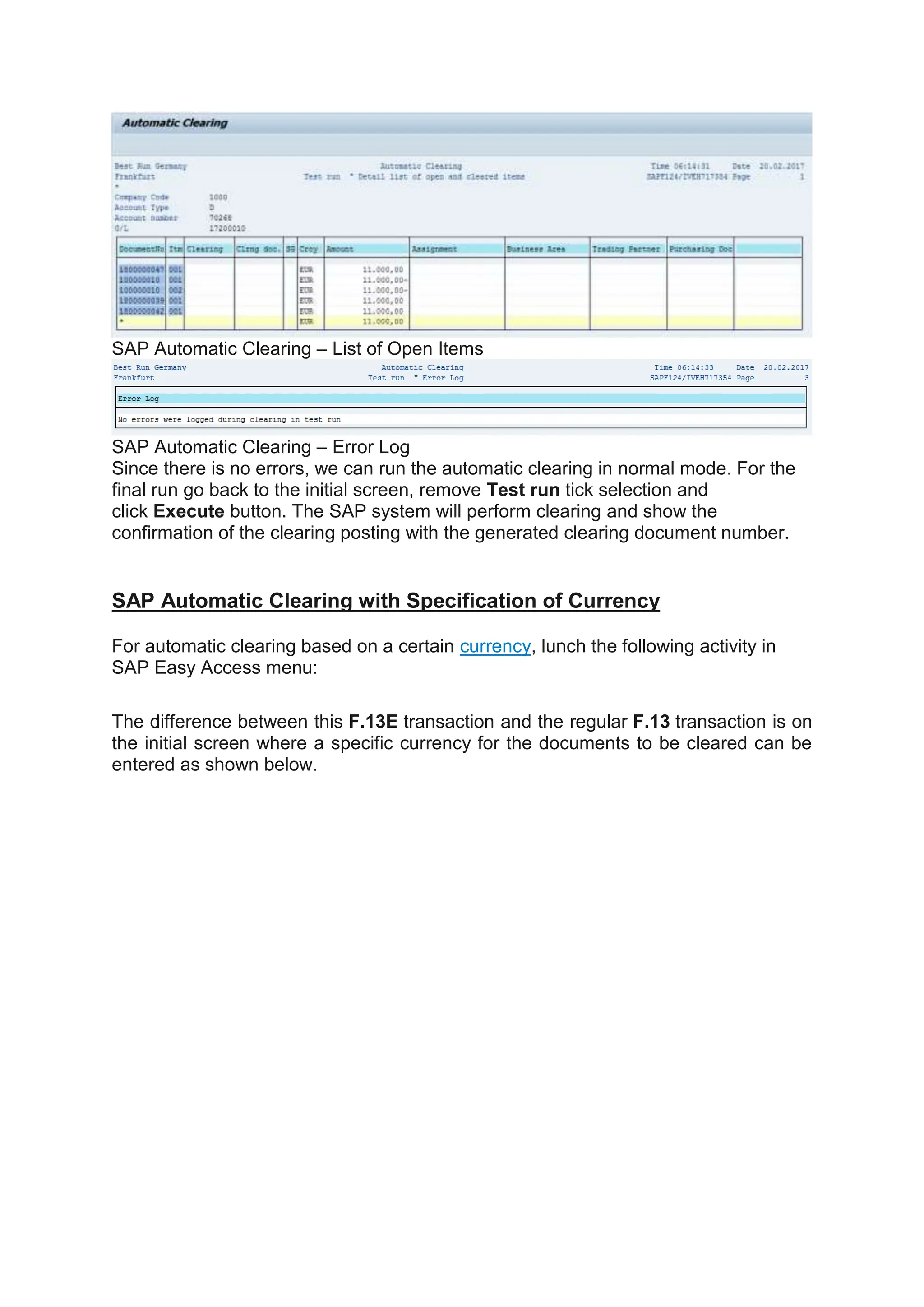 SAP OPEN ITEM CLEARING PROCESS USEFUL FOR END USERS | DOCX