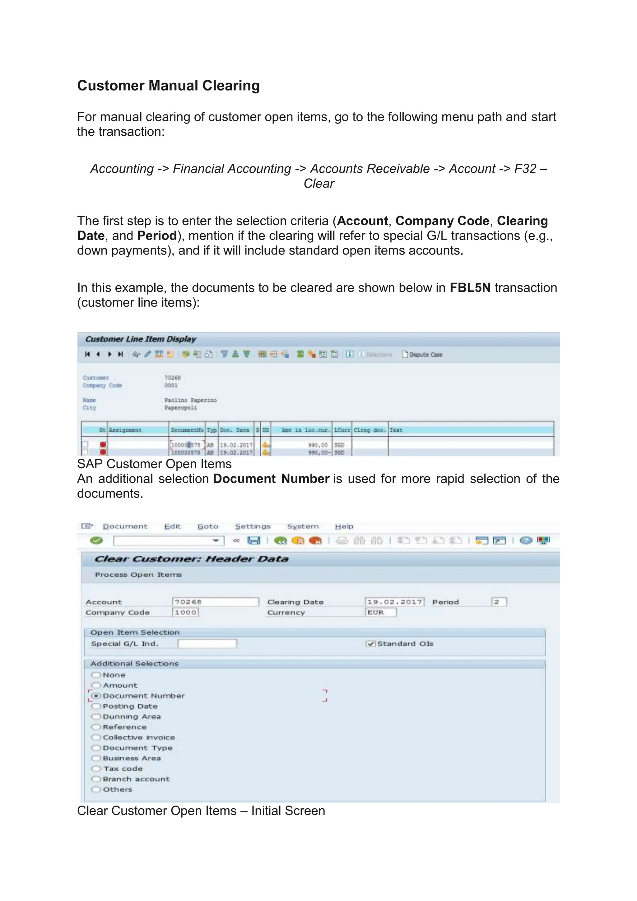 SAP OPEN ITEM CLEARING PROCESS USEFUL FOR END USERS | DOCX