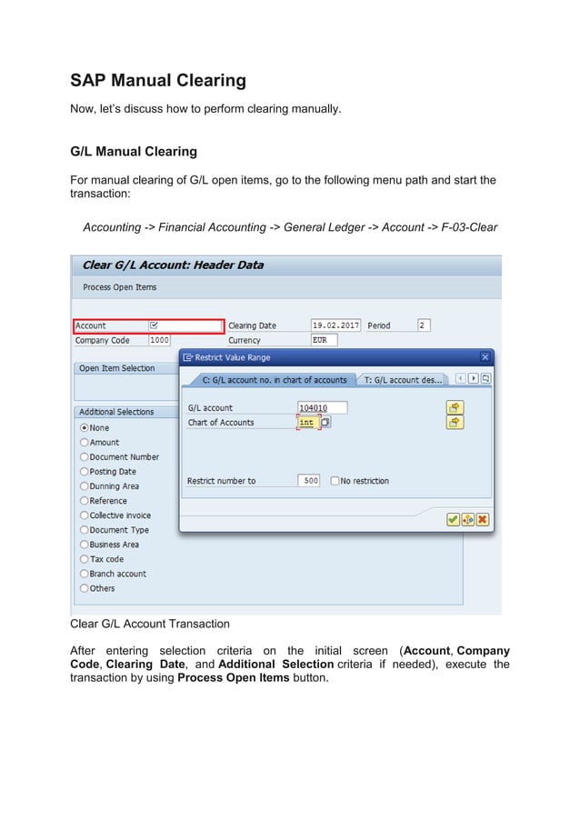 SAP OPEN ITEM CLEARING PROCESS USEFUL FOR END USERS | DOCX | Credit Cards | Personal Debt