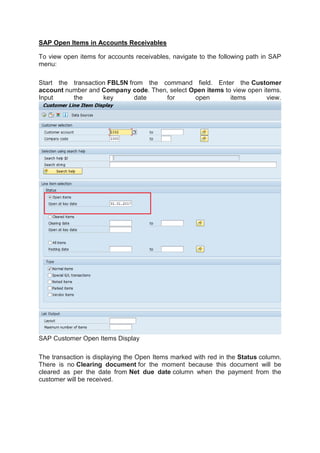 SAP OPEN ITEM CLEARING PROCESS USEFUL FOR END USERS | DOCX