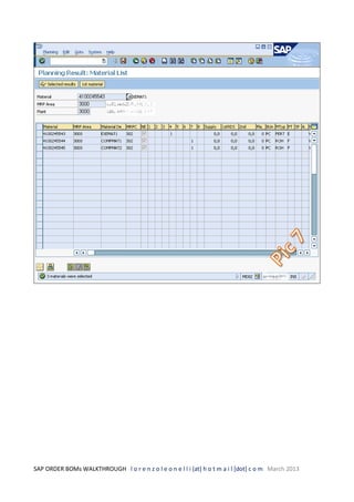 SAP - Order BOM Walkthrough | PDF