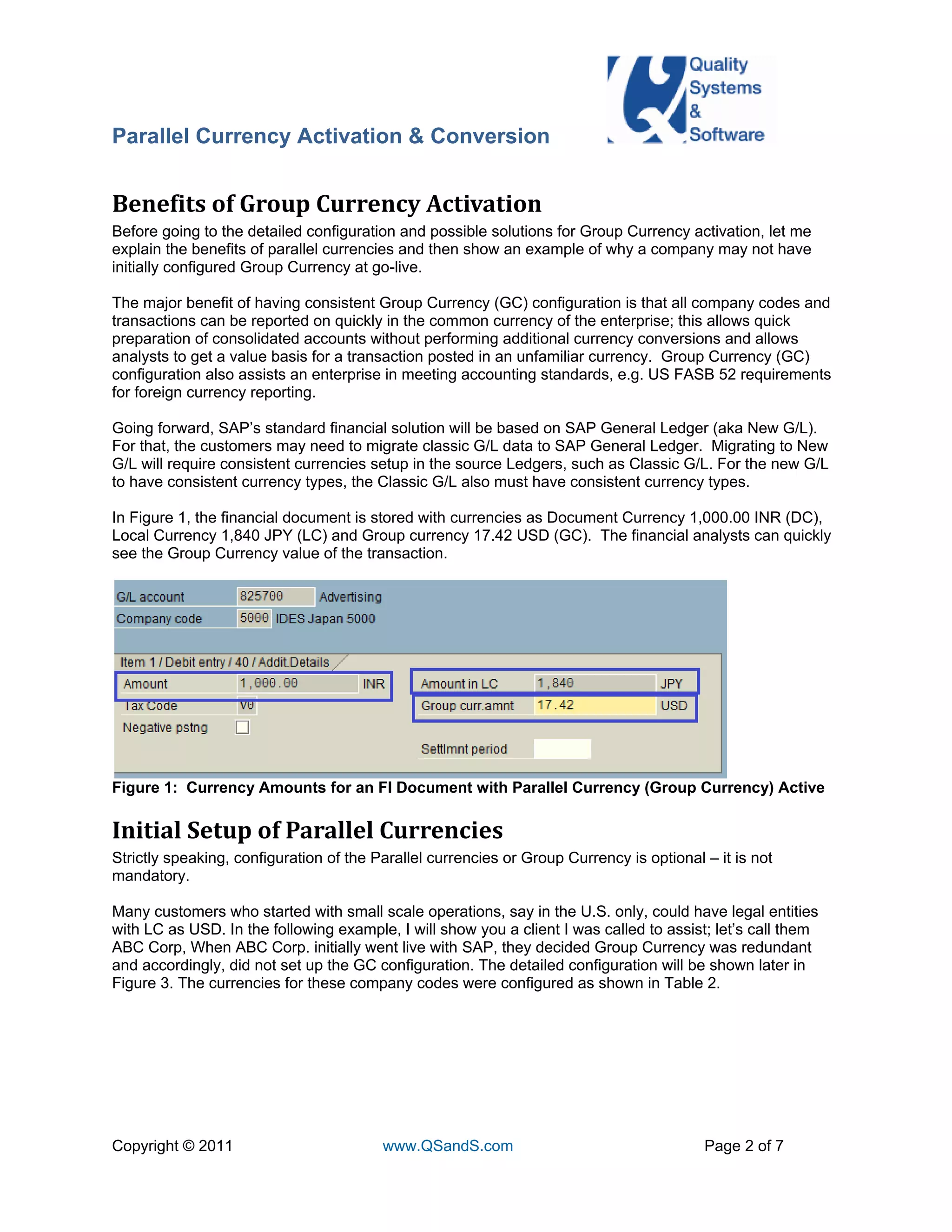 Sap parallel currency activation | PDF