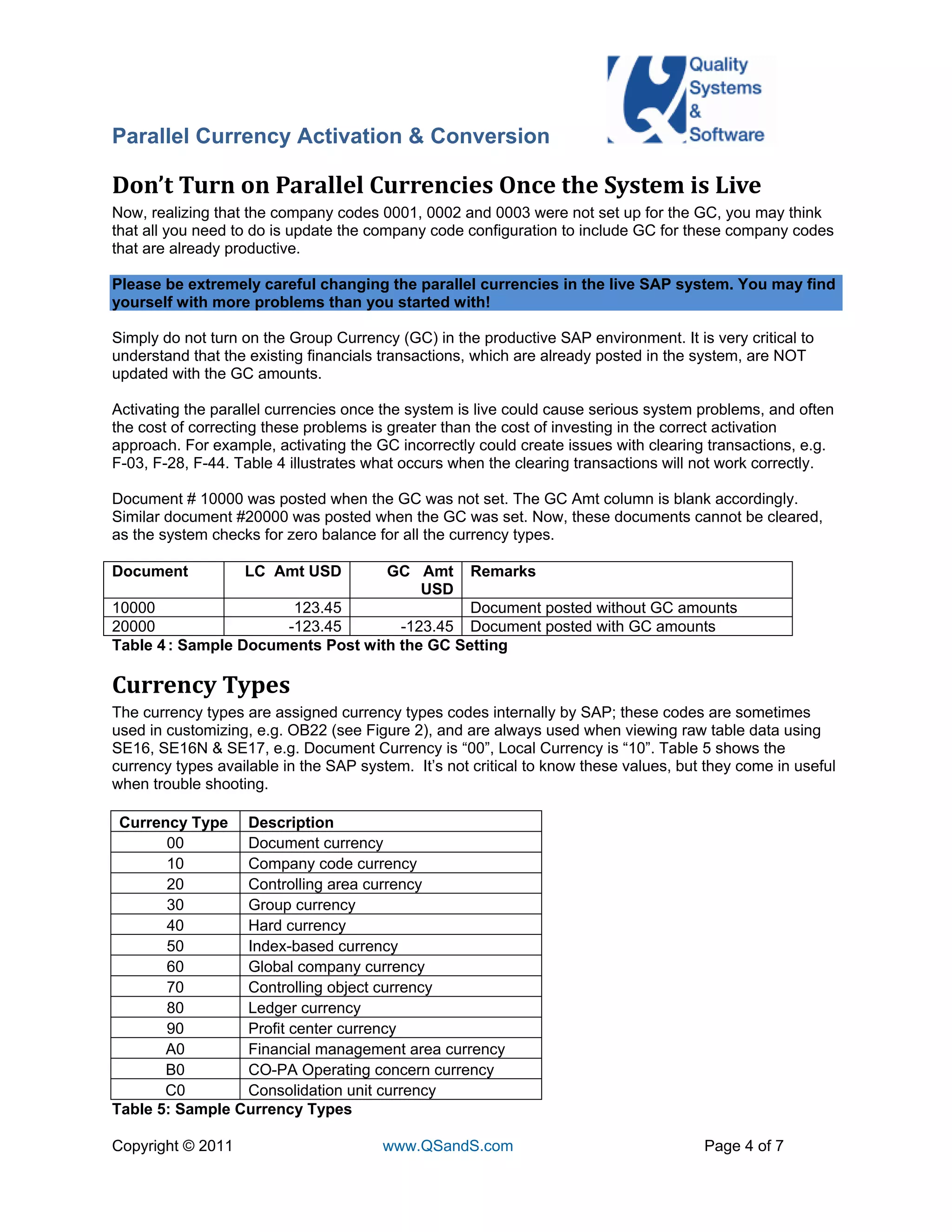 Sap parallel currency activation | PDF