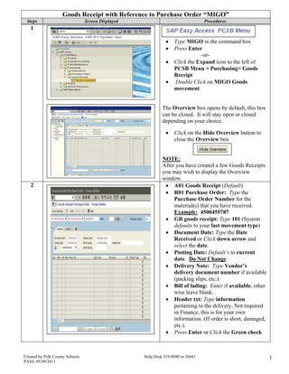 Sappasspur goods receiptwithreferencetopurchaseordermigo | PDF