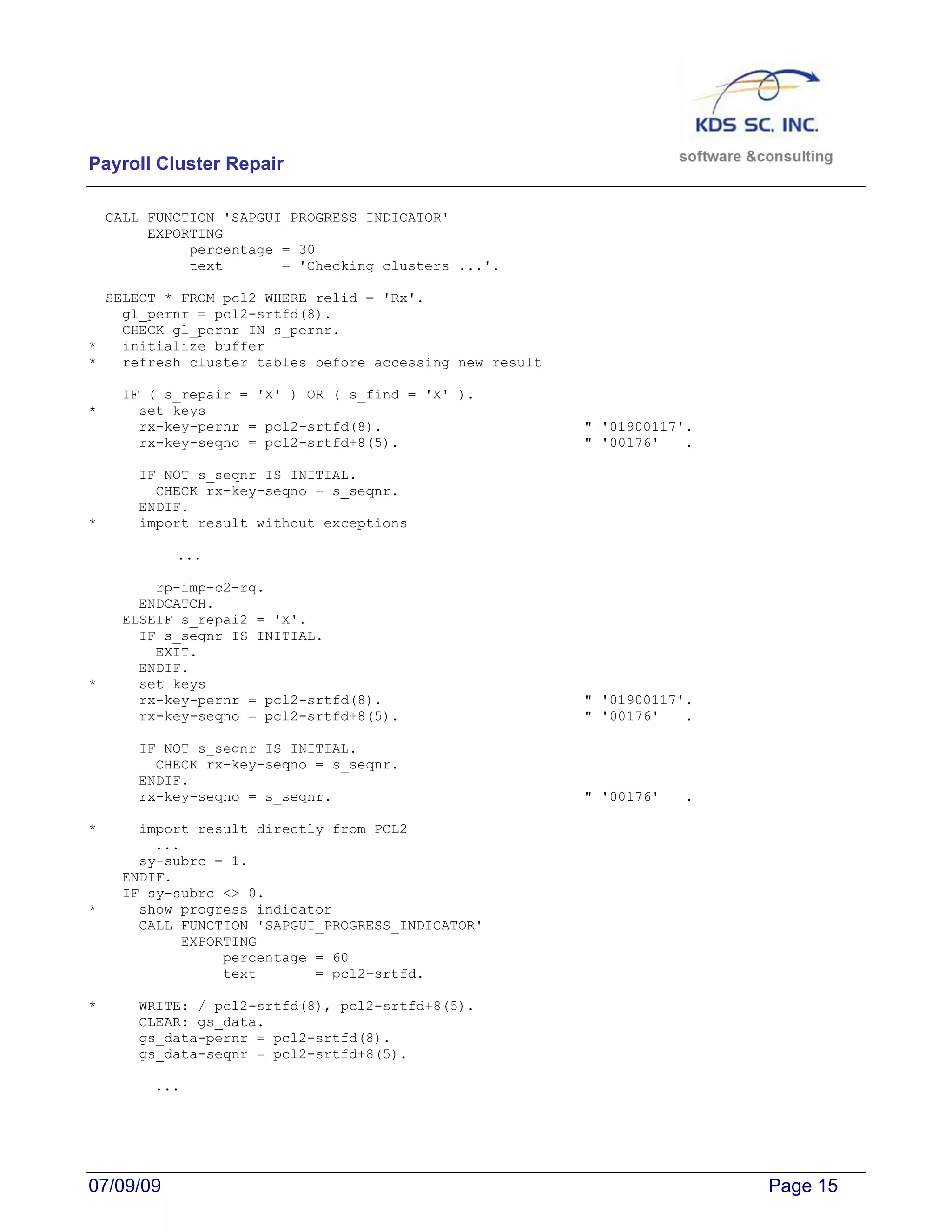 Sap Payroll Cluster Repair Whitepaper V1.0 | PDF