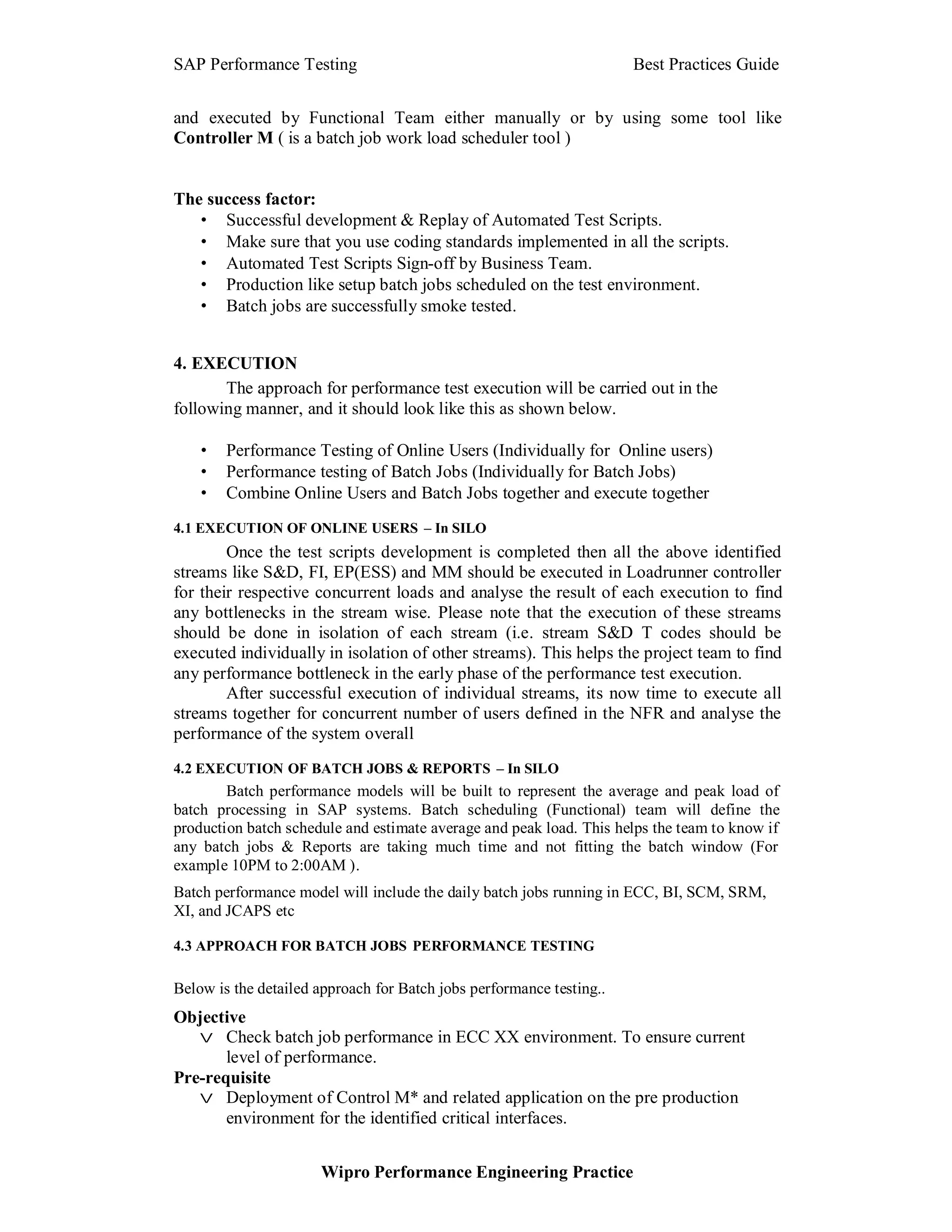 SAP Performance Testing Best Practice Guide v1.0 | PDF
