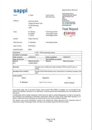 Sappi test report | PDF