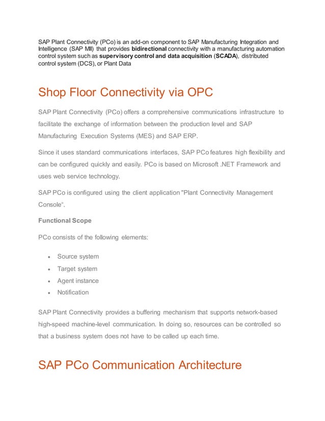 Sap plant connectivity (p co) | DOCX