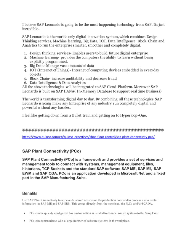 Sap plant connectivity (p co) | DOCX