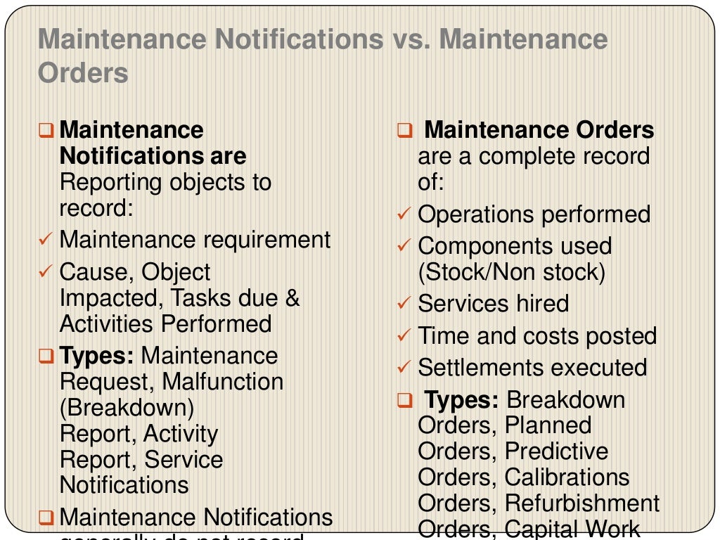 Sap plant maintenance