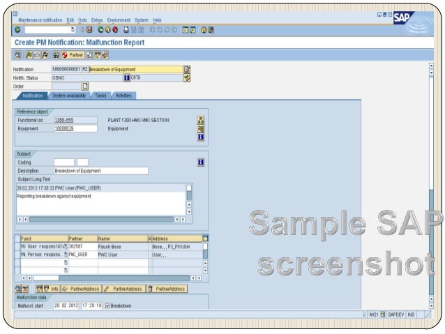 Sap plant maintenance