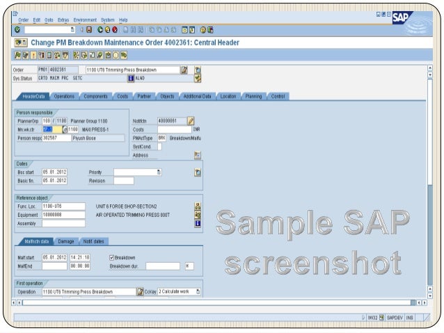 Sap plant maintenance