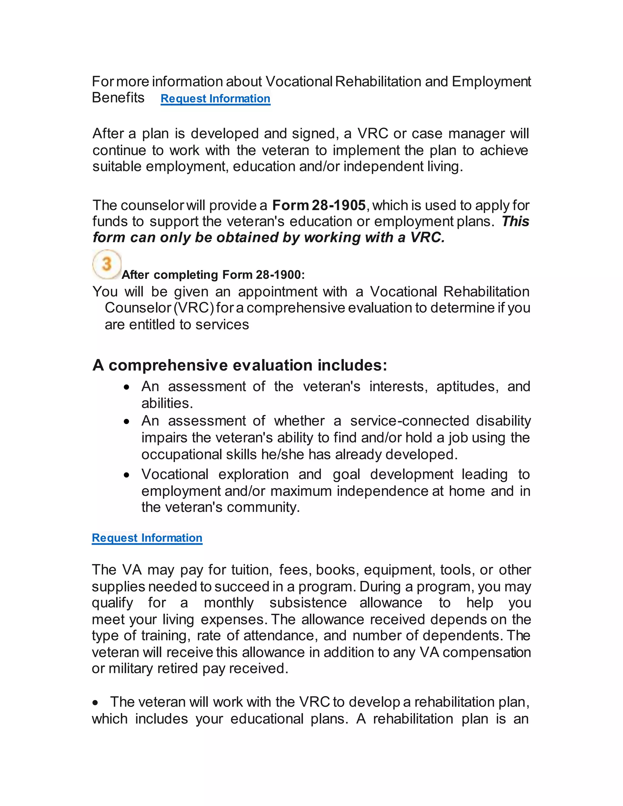 VRE, Ch. 31, for Veterans | DOCX