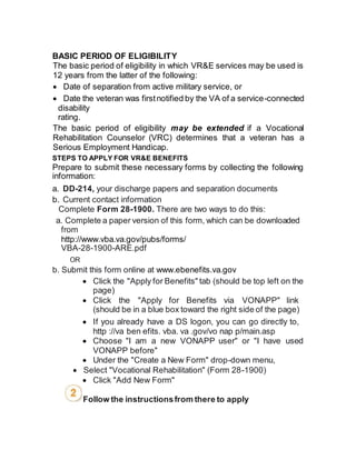 VRE, Ch. 31, for Veterans | DOCX