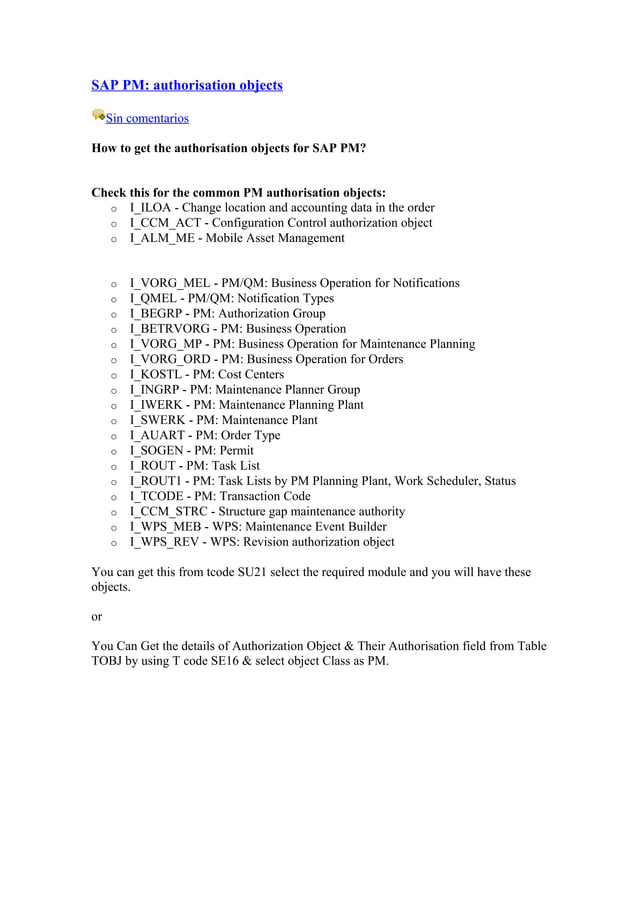 Sap pm | DOC