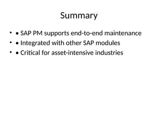 SAP Plant Maintenance Module Brief Overview | PPTX