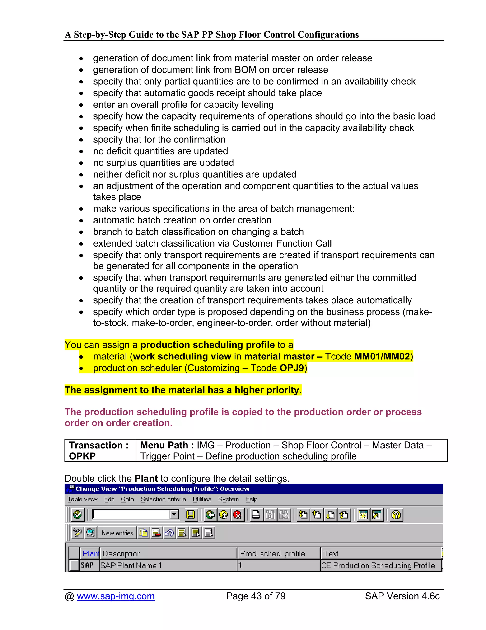 Sap pp shop floor control configuration | PDF