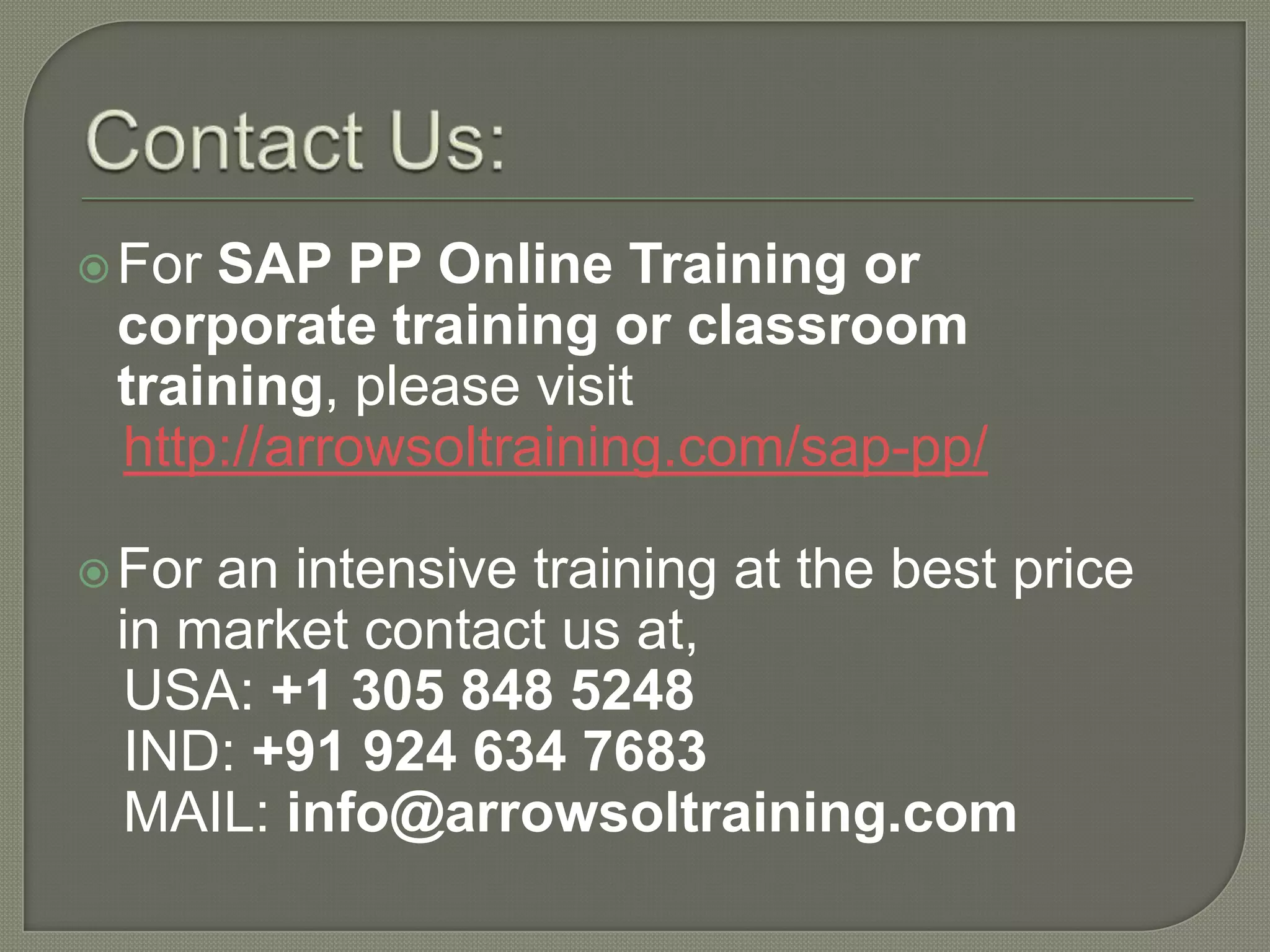 Sap pp online training | PPTX