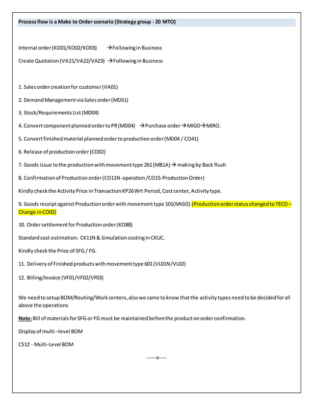 Sap pp process change doc mto | DOC
