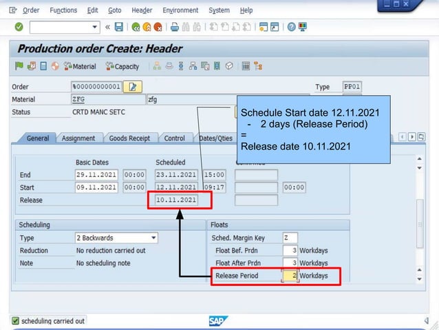 Sap Pp Production Order Understanding Time Elementspdf Business