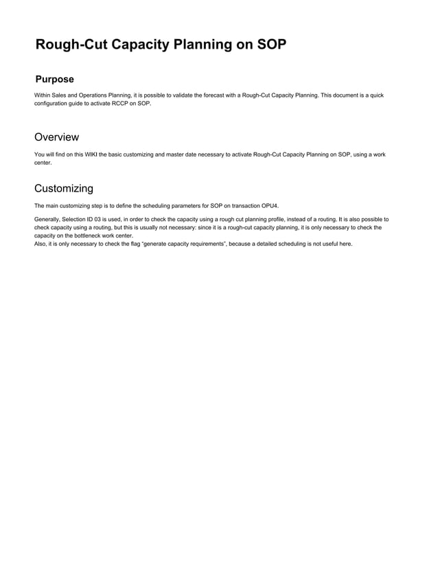 Sap pp rough cut capacity planning on sop | PDF
