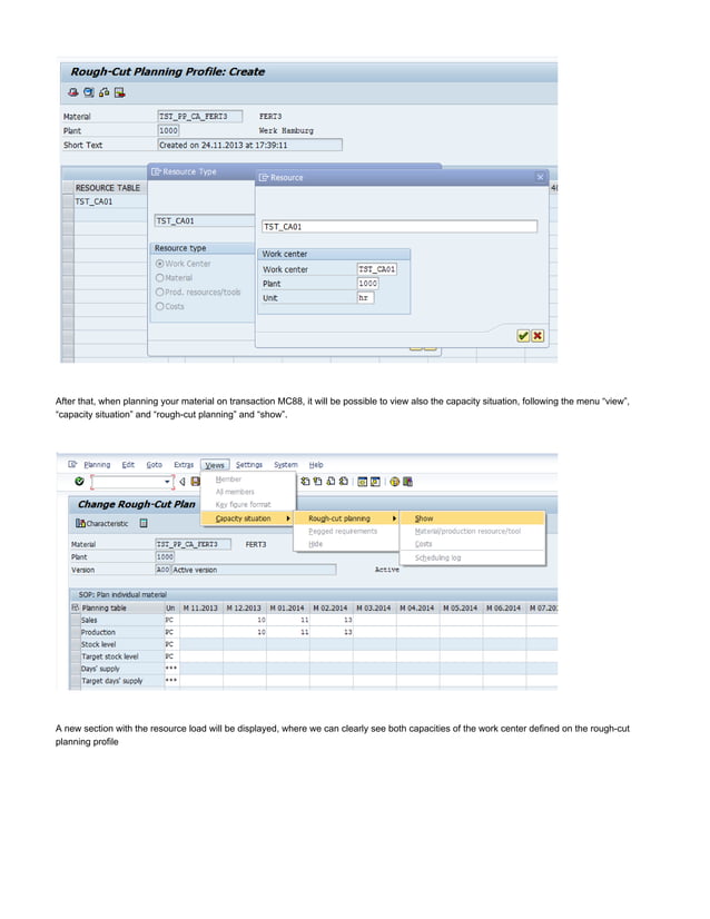 Sap pp rough cut capacity planning on sop | PDF
