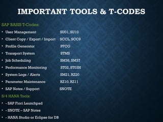 SAP presentation for sap basis administration | PPTX