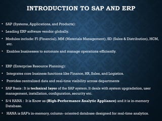 SAP Presentation and sap introduction for sap basis | PPTX