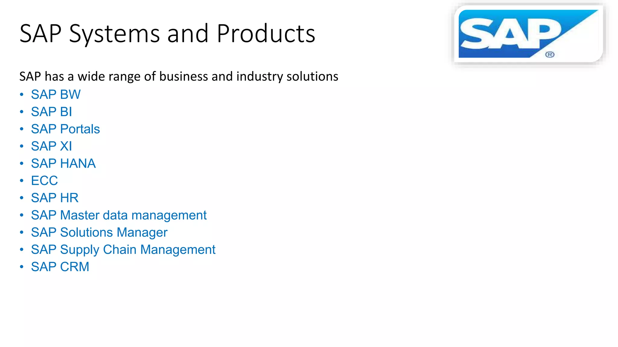Introduction to SAP, Systems, Applications | PPT