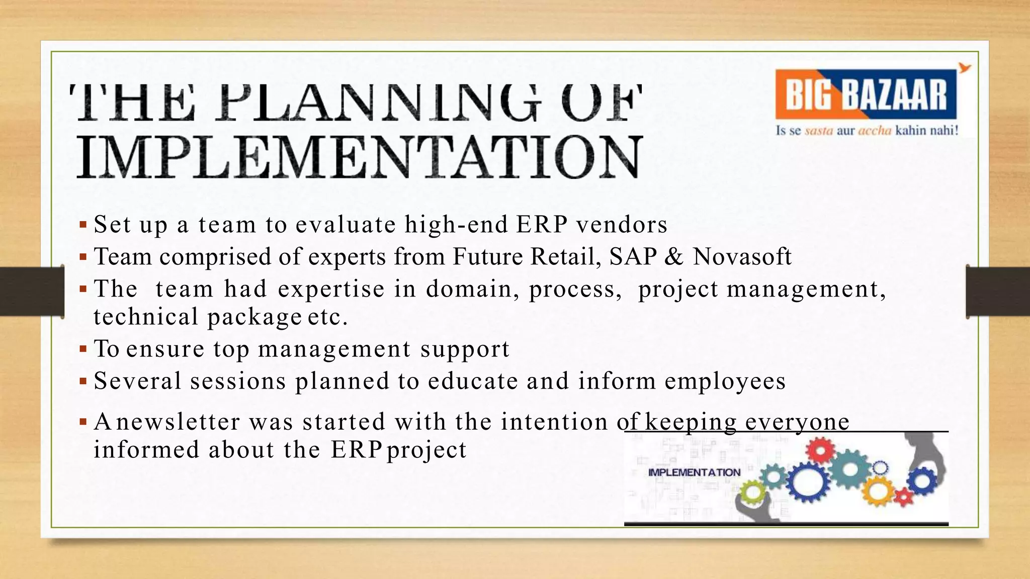 Sap Implementation in Big Bazaar ( Future Group - Retail Sector ) | PPTX