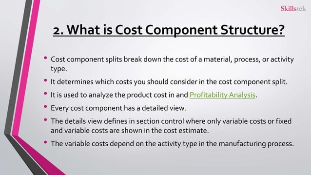 SAP Product costing Calculation With Components - Skillstek | PPTX ...