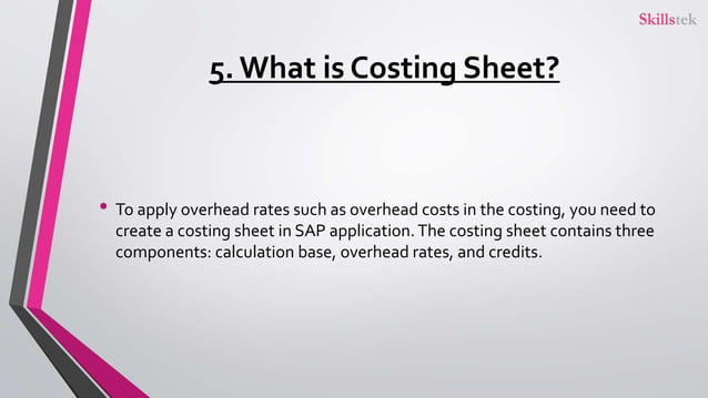 SAP Product costing Calculation With Components - Skillstek | PPTX ...
