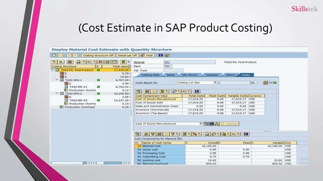 SAP Product costing Calculation With Components - Skillstek | PPTX ...