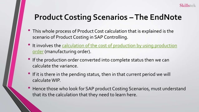 SAP Product costing Calculation With Components - Skillstek | PPTX ...