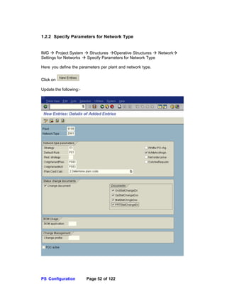 SAP PROJECT SYSTEMS CONFIGURATION Document | PDF