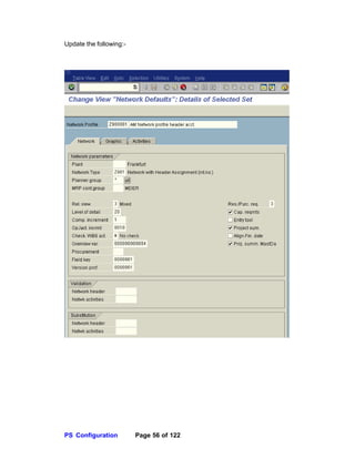 SAP PROJECT SYSTEMS CONFIGURATION Document | PDF