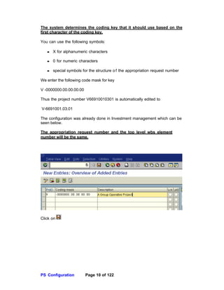 SAP PROJECT SYSTEMS CONFIGURATION Document | PDF