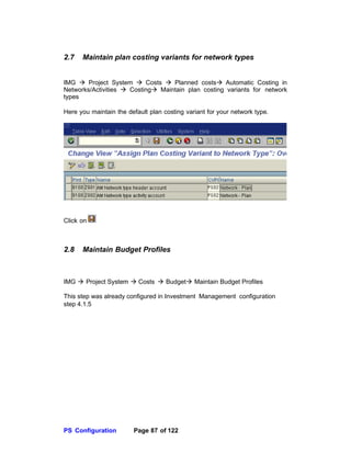 SAP PROJECT SYSTEMS CONFIGURATION Document | PDF