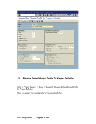 SAP PROJECT SYSTEMS CONFIGURATION Document | PDF
