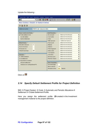 SAP PROJECT SYSTEMS CONFIGURATION Document | PDF