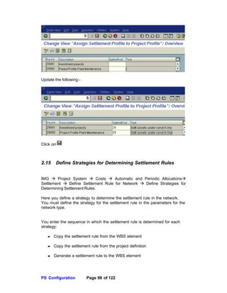 SAP PROJECT SYSTEMS CONFIGURATION Document | PDF