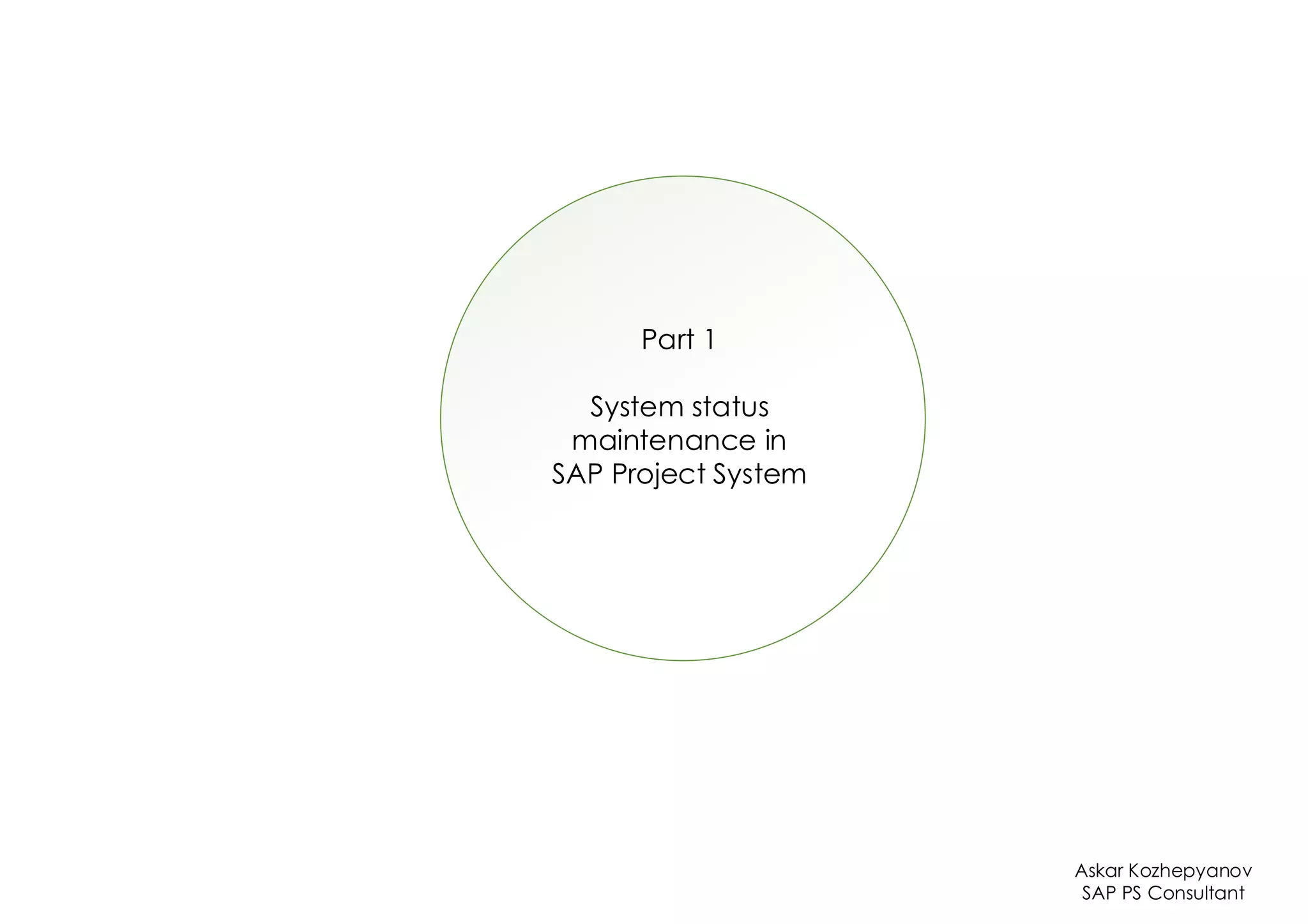 SAP PS - system statuses maintenance | PDF