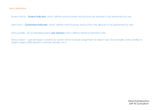 SAP PS - system statuses maintenance | PDF