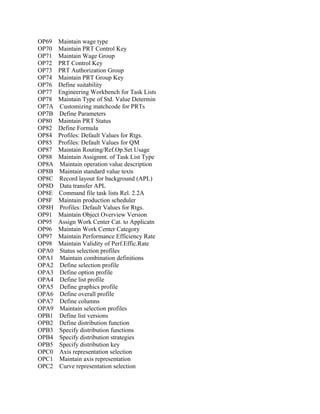 Sap ps transaction codes | DOC | Business Accounting & Finance | Business