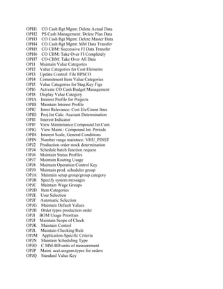 Sap ps transaction codes | DOC | Business Accounting & Finance | Business