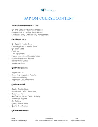 SAP QM ONLINE TRAINING | PDF