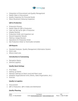 SAP QM ONLINE TRAINING | PDF